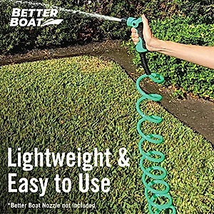 15FT Coiled Boat Hose | Coil Hose Water Hoses Expandable Perfect Coil Water Hose RV Wash Water Hose Spring Washdown Short Small 15 Foot Coiling Garden Marine Grade 3/4 Inch Connectors Self Recoil