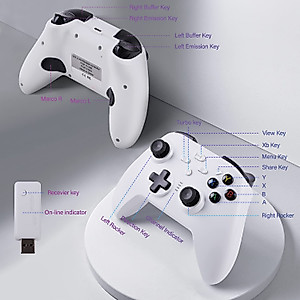 TechKen 2.4G Wireless Joystick Controller Compatible for Xbox One PC and Playtation 3 with Dual Vibration and Lager Capacity Rechargeable Battery, Elite PC P3 Controller for Xbox one