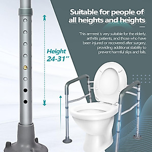 Toilet Safety Rails - FSA/HSA Eligible Heavy-Duty Adjustable Support Rails for Seniors and Disabled - Fits Any Toilet, Easy Installation, Foldable Design (300 LB)