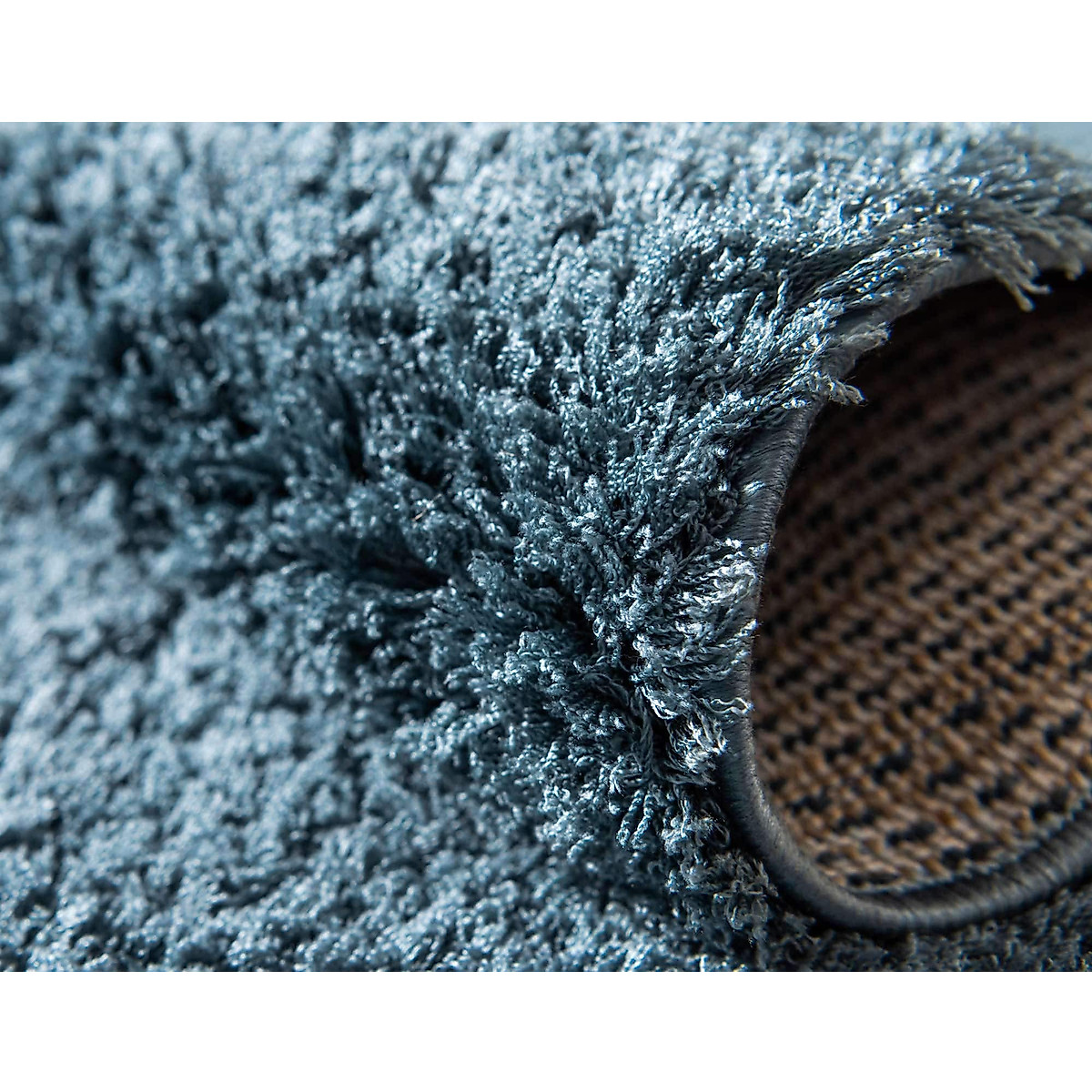 Unique Loom Studio Solid Shag Collection Urban Modern Super Soft & Plush Area Rug, 5 ft x 8 ft, Slate Blue