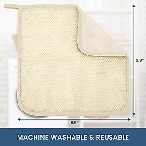 S&T INC. Exfoliating Washcloths, Dual Sided for Face and Body Scrub Towel, 9.9 Inch x 9.9 Inch, Cream, 3 Pack