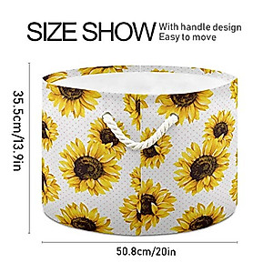 Sunflowers Toy Storage Basket for Nursery, Playroom, Kids, Dog Toys, Large Collapsible Fabric Organizer Bin for Living Room Home Office Apartment Laundry Room