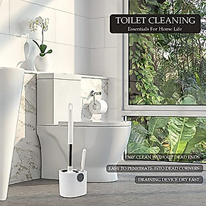 Jasilon Toilet Bowl Brush and Holder Set, [2 Brushes] Silicon Bristles Toilet Cleaner Brush and Holder, Toilet Scrubber, Toilet Cleaning Brush, Toilet Bow Brushes for Bathroom with Holder-Grey