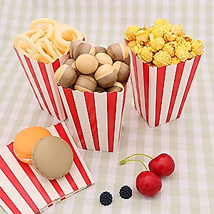 24 Pack Popcorn Box Popcorn Bag Popcorn Bucket Striped Wavy Paper Popcorn Container Cardboard Candy Container for Party Carnival Movie Night