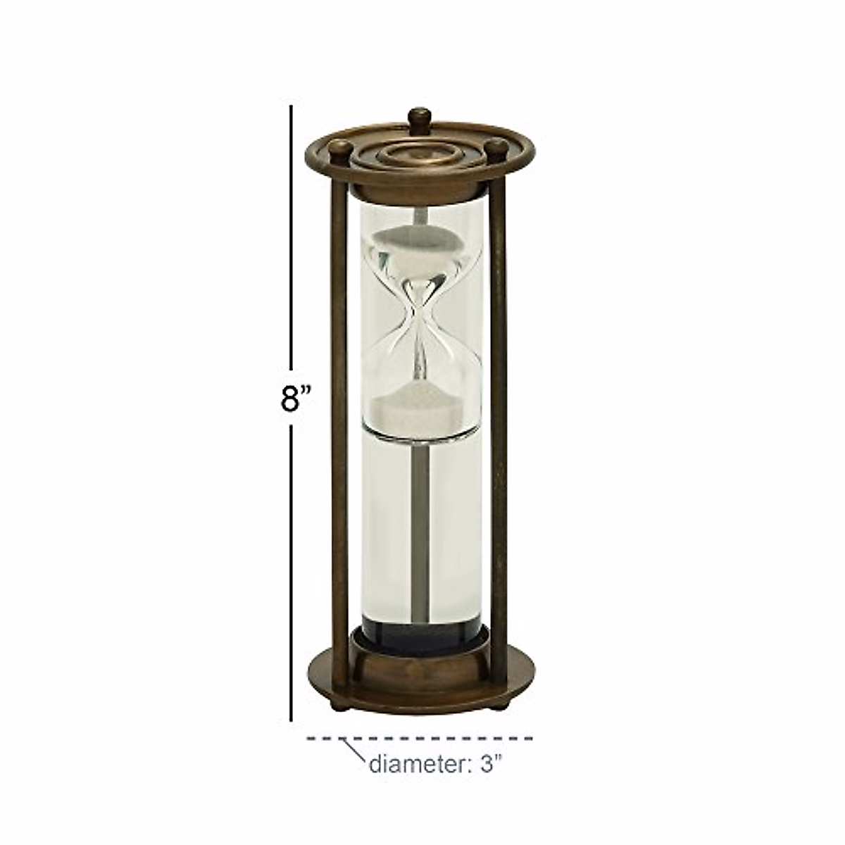 Deco 79 Aluminum Timer with Water Tube, 3" x 3" x 8", Brown