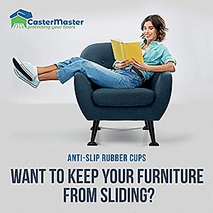 CasterMaster Non Slip Furniture Pads - 2x2 Square Rubber Anti Skid Caster Cups Leg Coasters - Couch, Chair, Feet, and Bed Stoppers with Anti - Sliding Floor Grip (Set of 4)