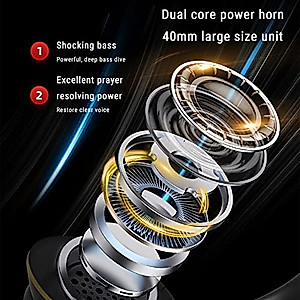 Over-Ear Headphones Wireless Bluetooth Retractable Noise Cancelling Headphones with Built-in Mic Head-Mounted Headphones Wireless Headphones Hifi Stereo, Support Connecting Audio Cable Cool Stuff