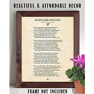 Rudyard Kipling - If - 11x14 Unframed Typography Book Page Print - Great Gift for Poetry Fans and Inspirational and Motivational Decor for Home and Office Under $15