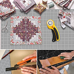 Headley Tools Thickened 24 x 36 Inch Self Healing Sewing Cutting Mat, A1 Rotary Cutting Sewing Mat for Crafts, Double Sided 5-Ply Table Cutting Board for Fabric Quilting Leather Hobby, Grey/Black