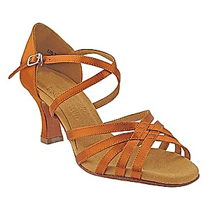 Very Fine Elektra Women's Ballroom Salsa Tango Latin Dance Shoes Copper Tan Satin 2.5" Spool Heel US 8 M