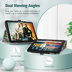 Fintie Folio Case for Amazon Kindle Fire HD 8 & Fire HD 8 Plus Tablet (12th Generation/10th Generation, 2024/2022/2020 Release)- Slim Fit Vegan Leather Stand Cover with Auto Sleep/Wake, Love Tree