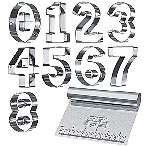 Bakerpan Stainless Steel Cookie Cutter Number Shapes Set 3 1/2 Inch with Bonus Dough Cutter