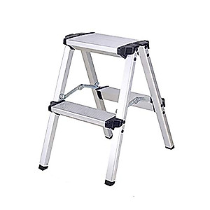 PENGJIE Folding Ladder Step Stool Ladder Stool 2 Step Folding Aluminum Heavy Duty Steel Portable Anti Slip Mat Tread Compact 150 Kg Capacity