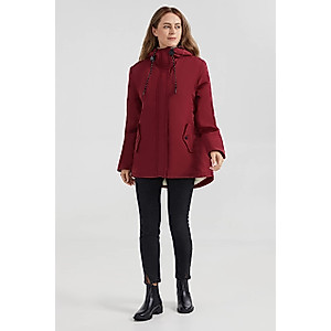 ELEZAY Women's Parka Jacket Hooded Stylish Winter Coats with Polar Fleece Lining Mid Length Warm Parka Coats Zipper Closure Wine, Large