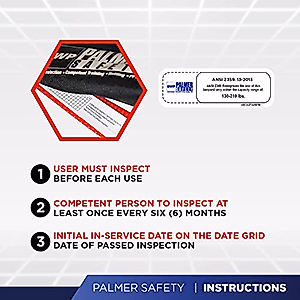 Palmer Safety L121133 6 FT Single Leg Safety Lanyard Internal Shock Absorber w/Dual Snap Hooks I OSHA/ANSI Compliant Restraint Lanyards I Ideal Use for Arborist, Roofer & Construction Workers