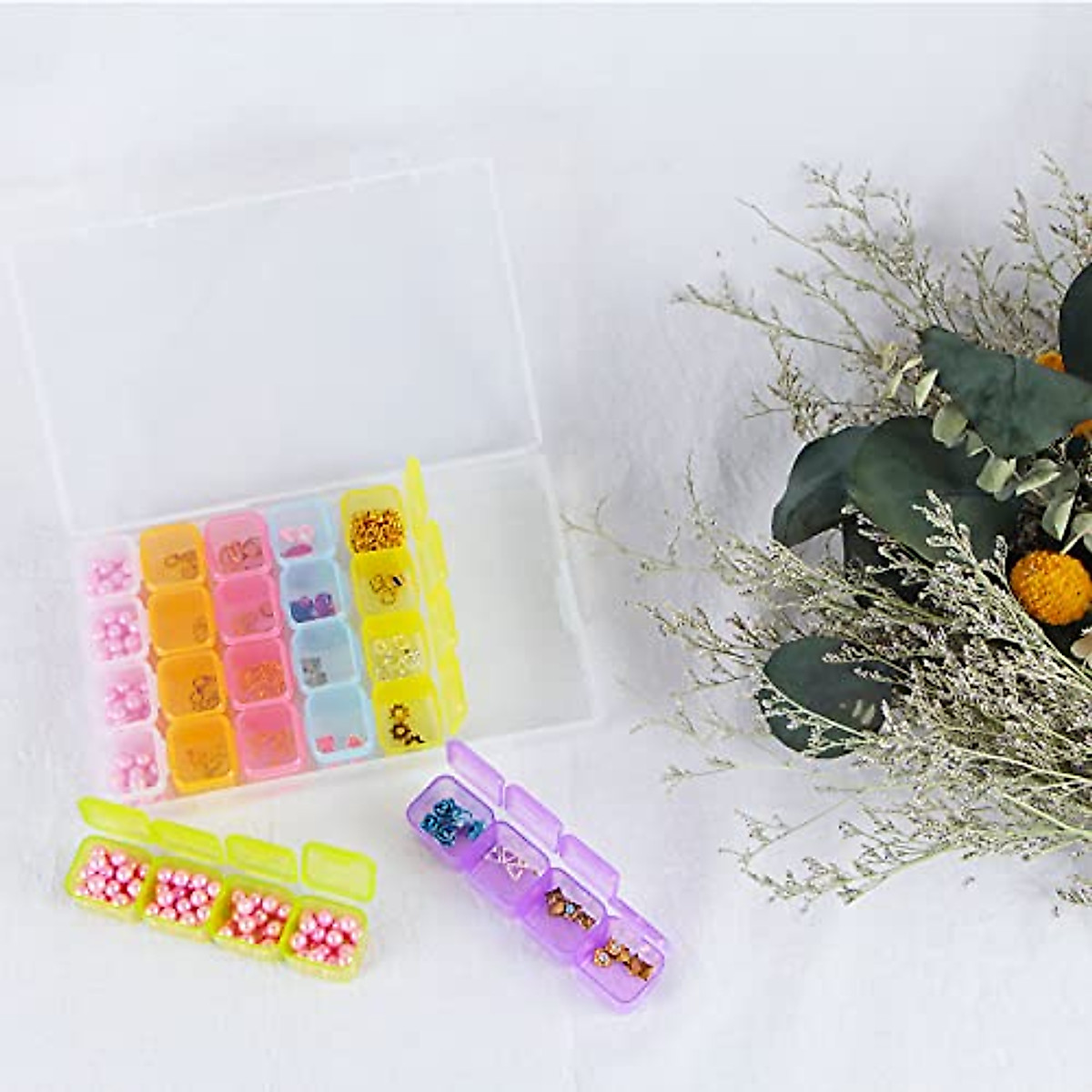 4PCS Embroidery Storage Cases Nail and diamond storage box Acrylic anti-drop transparent color jewelry box diamond painting box (Colorful)