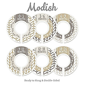 Modish Labels Baby Clothes Size Dividers, Baby Closet Organizers, Closet Size Dividers, Baby Closet Organizers, Clothes Organizer, Neutral, Boy, Girl, Woodland, Arrows, Nordic, Boho, Tan, Brown (Baby)