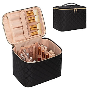 OCHEAL Makeup Bag, Large Travel Cosmetic Bags for Women Washable Make Up Bag Organizer Train Case -Large,Black