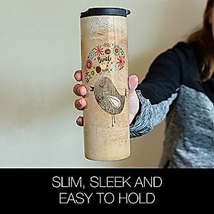 Tree-Free Greetings Good Morning Vacuum Insulated Travel Coffee Tumbler, 17 Ounce Stainless Steel Mug, Cute Inspirational Bird Lover Gift