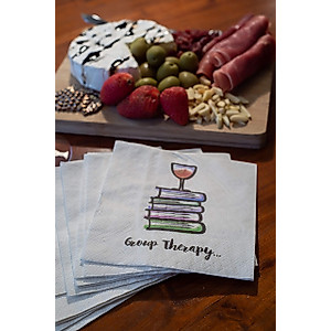 30 Pk, Group Therapy" Cocktail 3-Ply Paper Party Napkins for Book Club, Wine Night, Womens Group, Galentine's Day or Girls Night