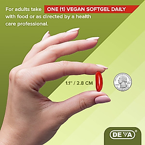 DEVA Vegan Omega-3 DHA EPA Supplement - Once-Per-Day Softgel 500 MG - Carrageenan Free - Gelatin Free - Non-Fish - Algae Oil Omega-3 Fatty Acids - 60 Softgels