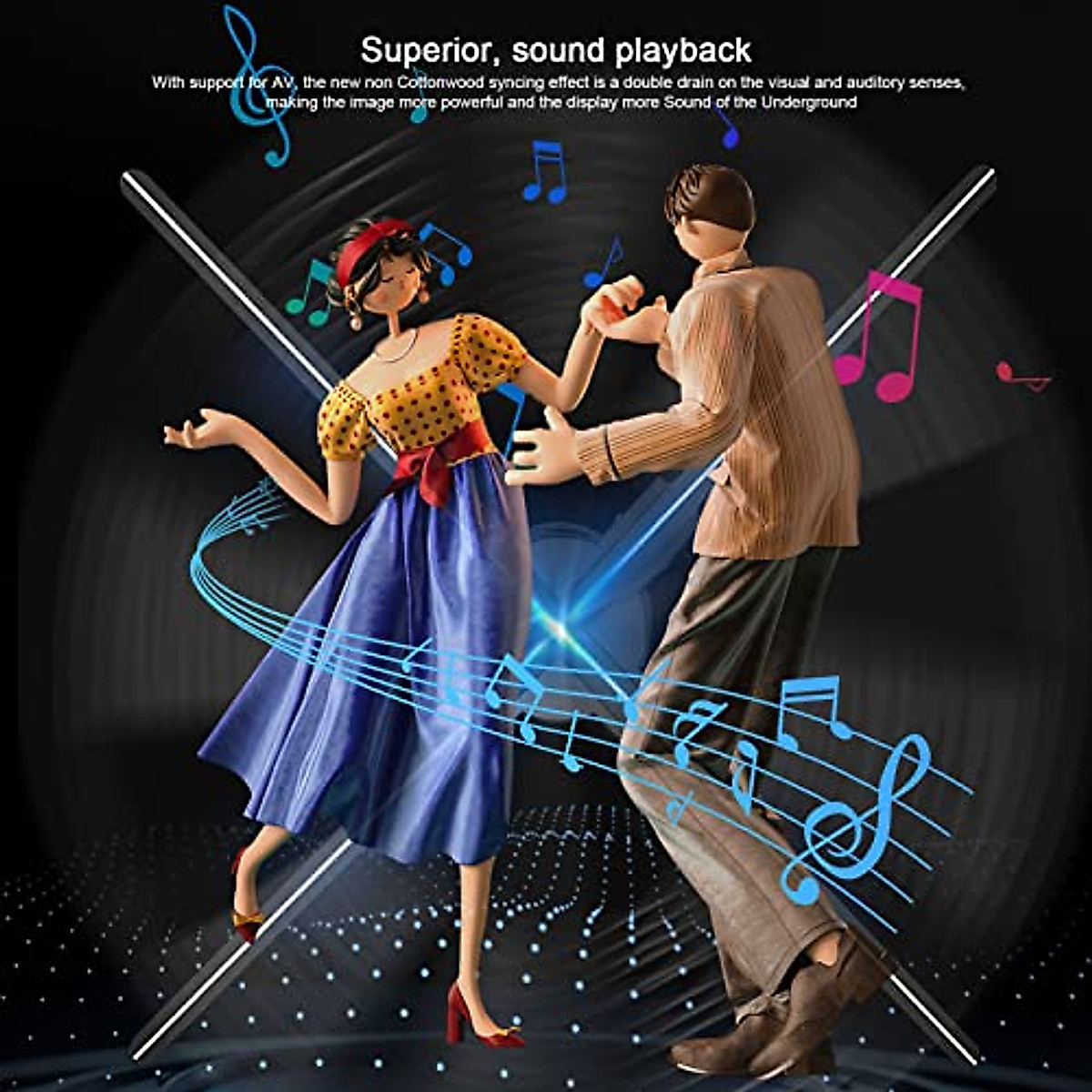 3D Hologram Projector, 20.47in 3D Hologram Advertising Display Fan WiFi Real Time Live Stream, Naked Eye Holographic Video Advertising Projector with 624LED Light for Business Store Shop Bar(US)