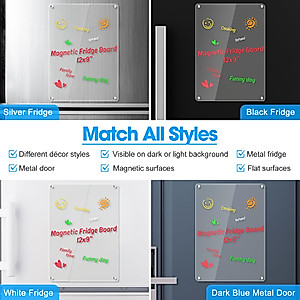 OORAII Magnetic Acrylic Calendar for Fridge Refrigerator Monthly Dry Erase Board w/ 8 Markers & Magnetic Pen Holder, Organic Glass Clear Planning Whiteboard Workout Board Meal Planner Magnetic 16x12''