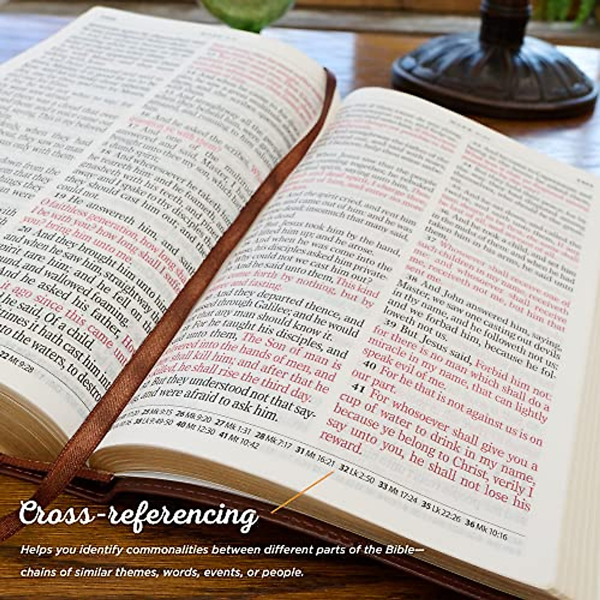 KJV Holy Bible, Giant Print Standard Size Faux Leather Red Letter Edition - Thumb Index & Ribbon Marker, King James Version, Dark Brown