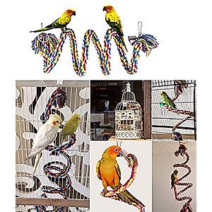 GINXIA Parrot Rope Perch Cotton Rope Bird Perch with Bell Climbing Stand Bar Bird Bungee Toy Parrot Chew Toys (43")