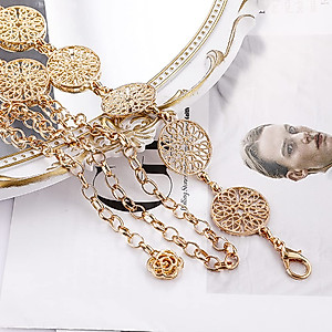Hollow Round Decor Metal Waist Chain Women Girls Adjustable Body Link Belts Fashion Belly Jewelry for Jeans Dresses Gold