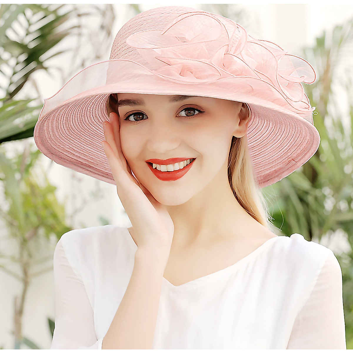Bellady Women's Hat Church Fascinator Bridal Tea Party Wedding Hat Dress Cap, Pink