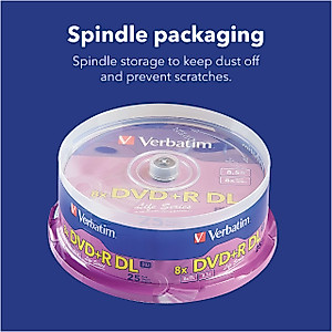 Verbatim DVD+R DL Double Layer 8.5GB 8X LifeSeries - 25pk Spindle 71122