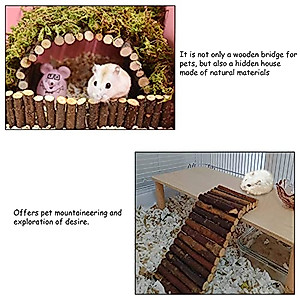 kathson 2 PCS Hamster Wooden Bridge Guinea Pig Ladder Rat Chew Toys Wood Ladder Natural Hideout for Small Animal Chinchillas Gerbils Ferret Syrian Hamster Squirrel