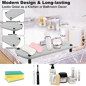Joylifeboard Instant Dry Sink Organizer, Water Absorbing Stone Sink Tray,Diatomaceous Earth Fast Drying Stone Sink Caddy, Bathroom Counter Dry Stone Tray for Soap Sponge Cup