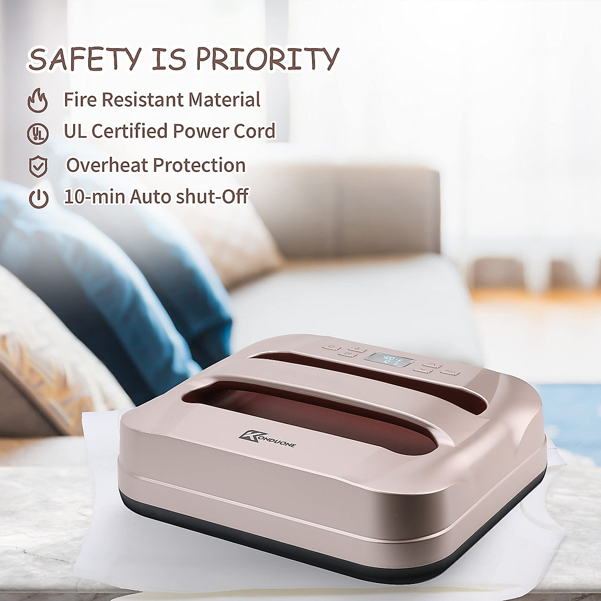 Heat Press Machine 12" x 10" Easy Press Heat Transfer for T-Shirts and HTV Vinyl Projects, Gold & Chestnut Brown