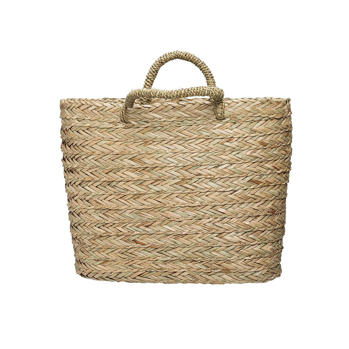 Creative Co-Op Handwoven Seagrass Wall Mount Baskets with Handles, Set of 2 Sizes, Natural