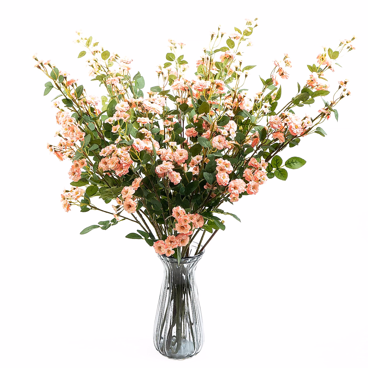 MAIMENG Pink Small Roses,Mini Roses Silk Flowers Set of 6 for Home Decorations Centerpieces Wedding Arrangement Bouquet DIY Floral Decor Autumn Decor with Stems