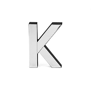 COLLECTIVE HOME - 7-inch Tall Mirrored Glass and Wood Decorative Letter, Home-Bedroom-Office Wall Décor. Perfect Fun Gift to Encourage Girls, Young Ladies & Teens. (K)