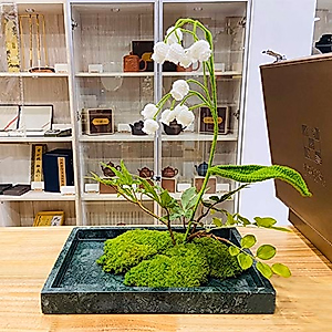 StonePlus Natural Marble Storage Vanity Tray, Cosmetics Jewelery Tray, Kitchen Organizer, Coffee Table Tray (Dark Green, 11.8L x 7.87W x 1.18H)