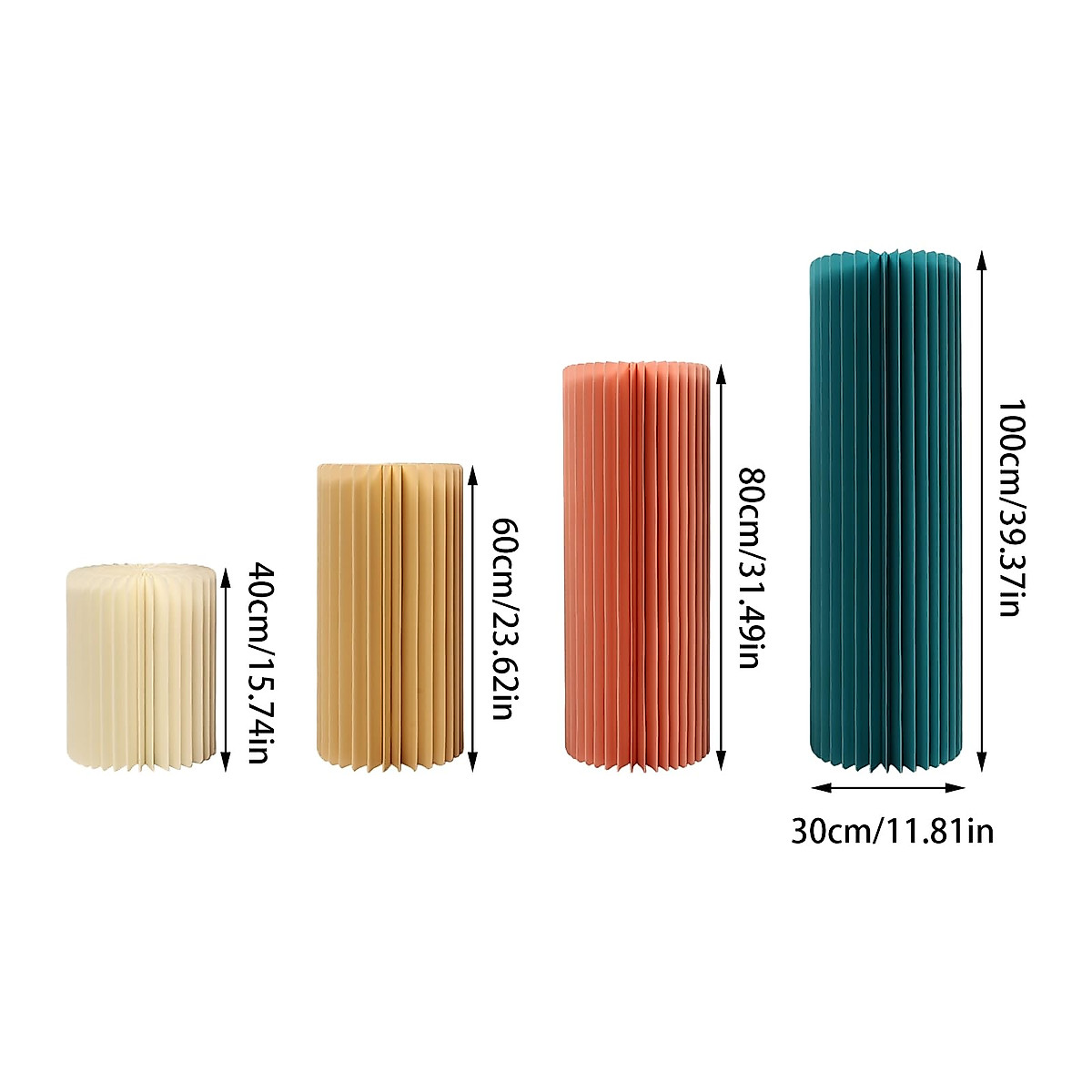 Foldable Paper Columns Display Pedestals Stands for Wedding Engagement Birthday Party Decoration Four Packs White Champagne Light Pink Blue