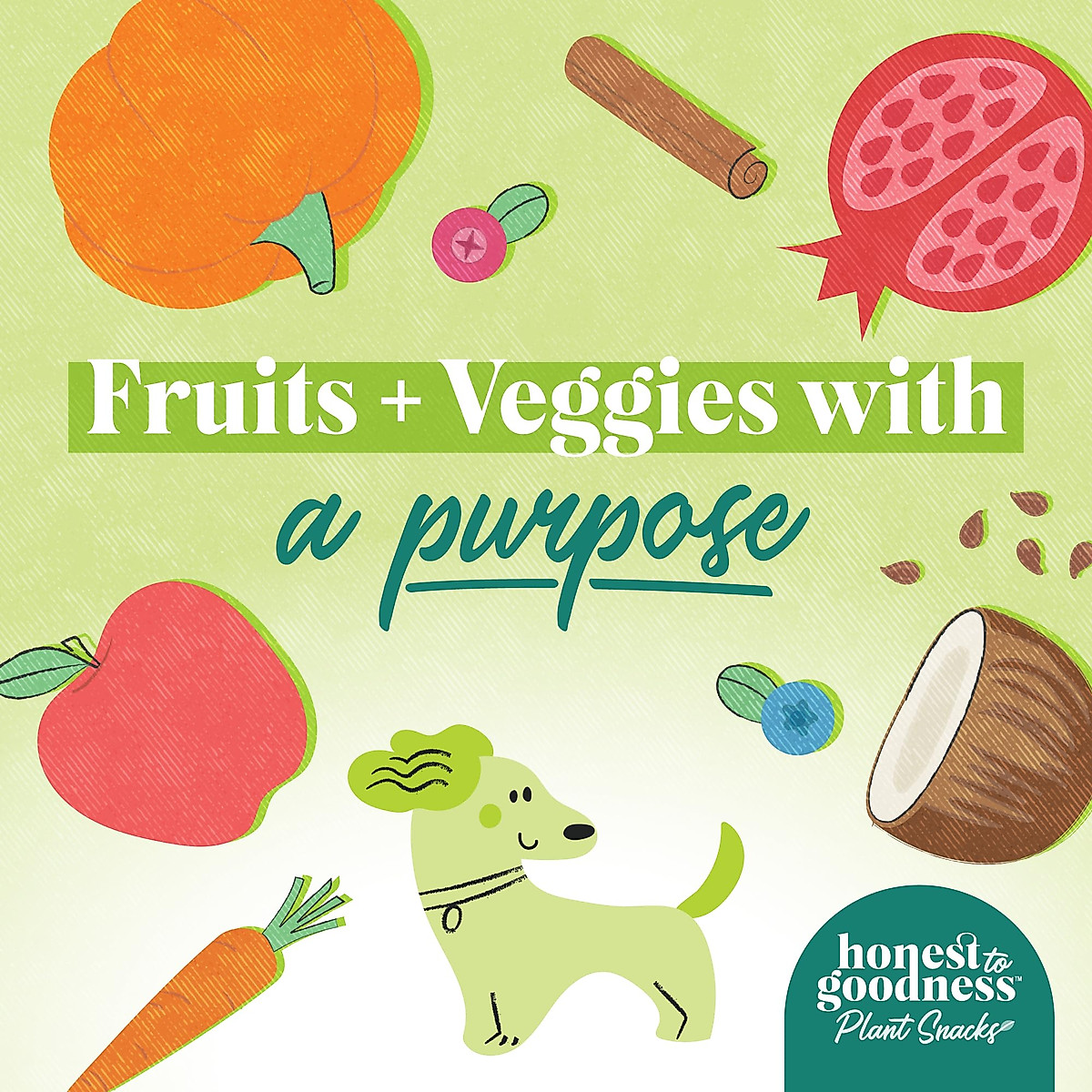 Honest to Goodness Plant Snacks Dog Treats, Enriched with Omega 3s & Postbiotics, 8oz Variety Pack, 4 Bags