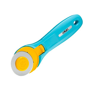 OLFA 45mm Quick-Change Rotary Cutter (RTY-2/C) - Rotary Fabric Cutter w/ Blade Cover for Crafts, Sewing, Quilting, Replacement Blade: OLFA RB45-1 (Aqua)