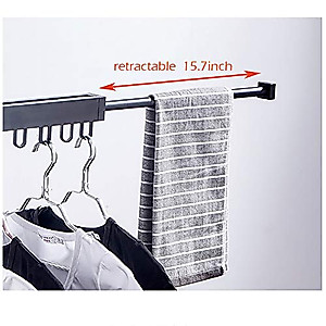 uyoyous Clothes Drying Rack 7.6 lbs Folding&Retractable 3-Level Wall Mount Space Saver Clothes Hanger with Towel Bar Laundry Drying Rack for Indoor Outdoor -Matte Black
