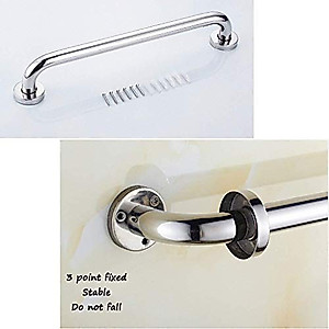 CRODY Bath Wall Attachment Handrails Grab Bar Rails Shower Grab Bar Stainless Steel Anti-Slip Polished Chrome Finished Wall Mounted for Toilet Kitchen Stairway Handrail Towel Rack Disabled Elderly Han