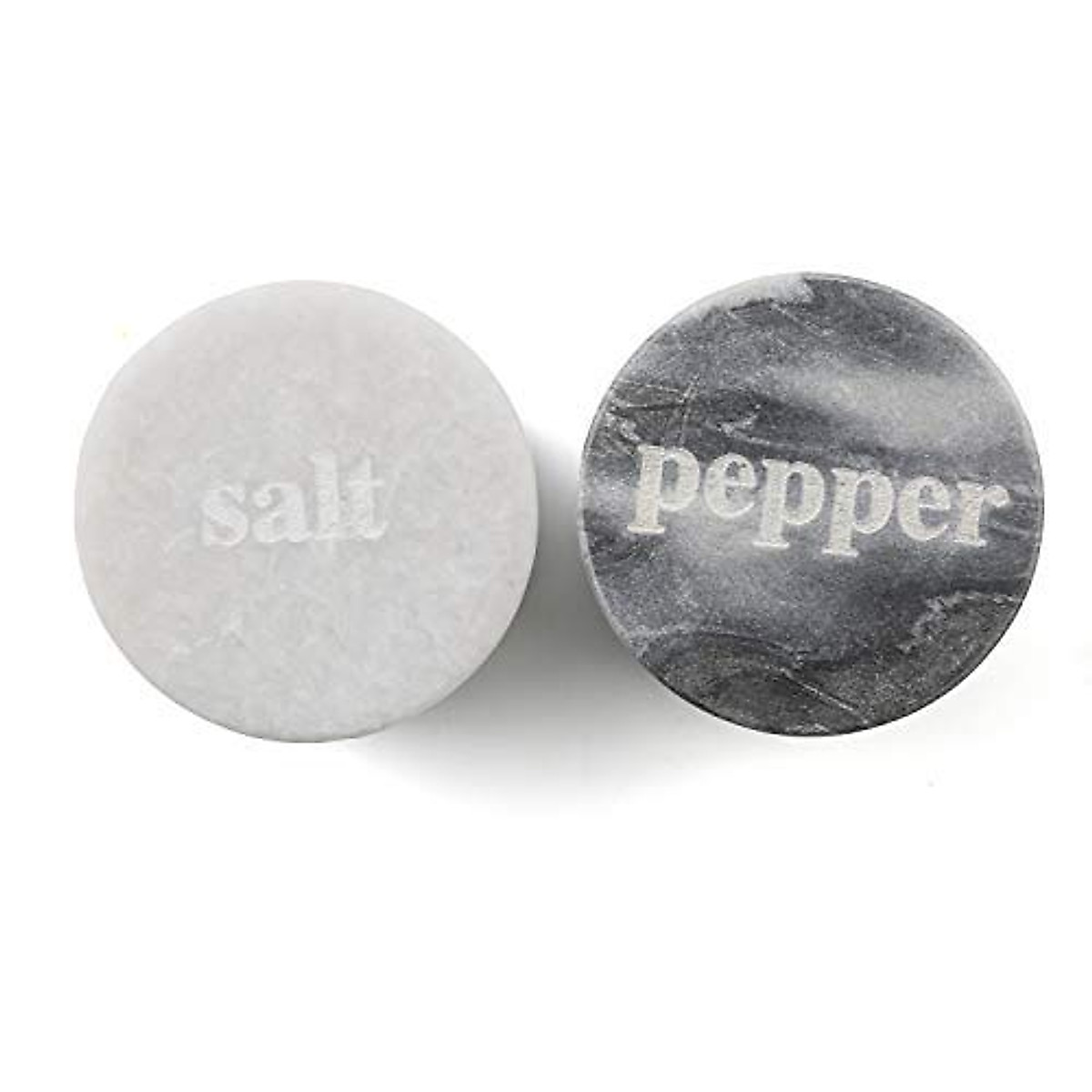 Thirstystone White & Black Marble Pinch Pots with Etched Lids, Use for Salt & Pepper While Cooking or Baking