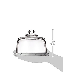 Norpro Glass Cheese Dome with Marble Base , Off-White