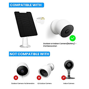 Solar Panel Charger Compatible with Google Nest Camera Outdoor & Indoor (Battery Version), 5W Solar Power for Google Nest Cam, IP65 Weatherproof, w/Secure Wall Mount & Screwdriver, 13ft Cable, 4 Pack