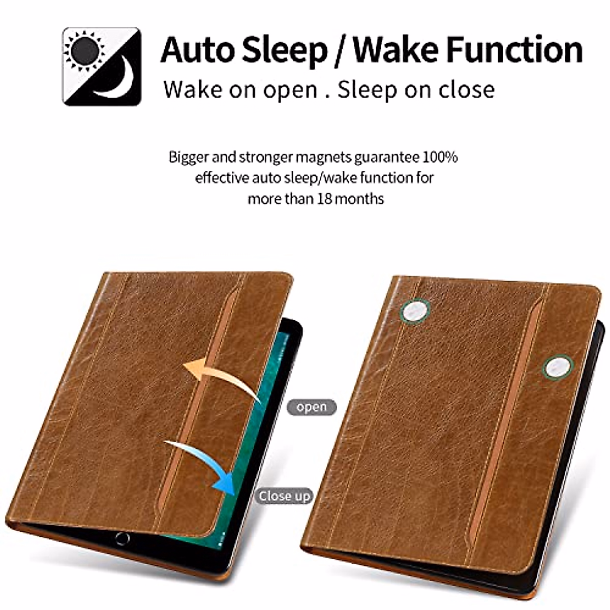 NANRUIL for Ipad Pro 11-inch Case 4th/3rd/2nd/1st Gen Genuine Leather Cover Protective Shell for 2022/2021/2020/2018 with Pocket Strap,Built-in Pencil Holder and Auto Wake/Sleep.Brown