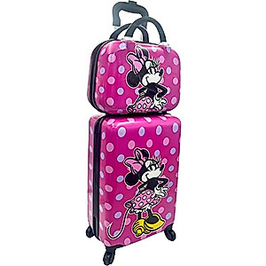 Fast Forward Kid’s Licensed Hard-Side 20” Spinner Luggage Carry-On Suitcase and Beauty Case Set (Minnie Mouse)