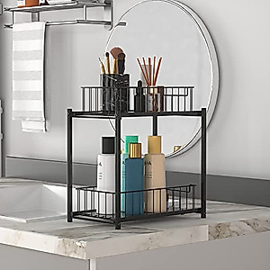 MaraFansie Under Sink Organizers and Storage Pull Out Organizer Kitchen Cabinet Rack with Sliding Drawers, Black